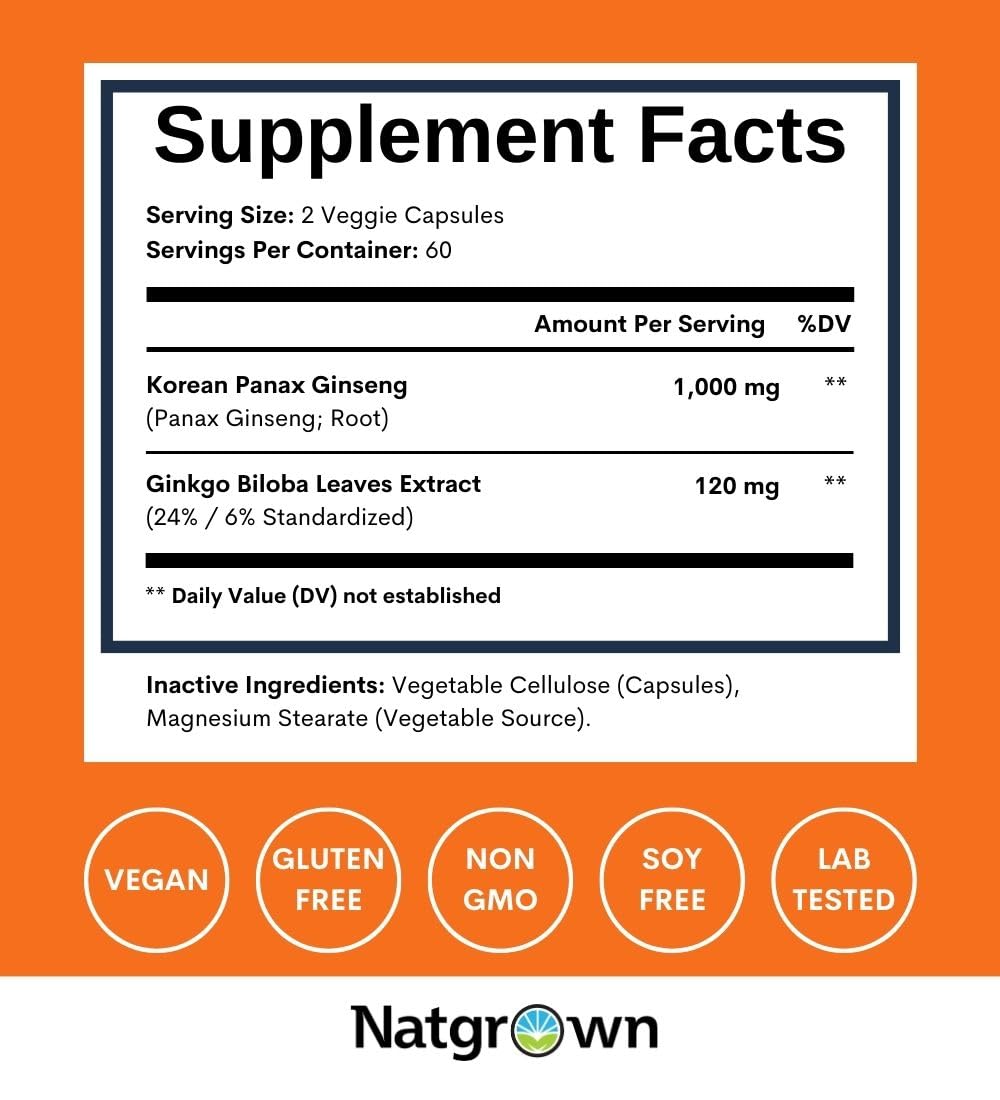 Panax ginseng energy support capsules