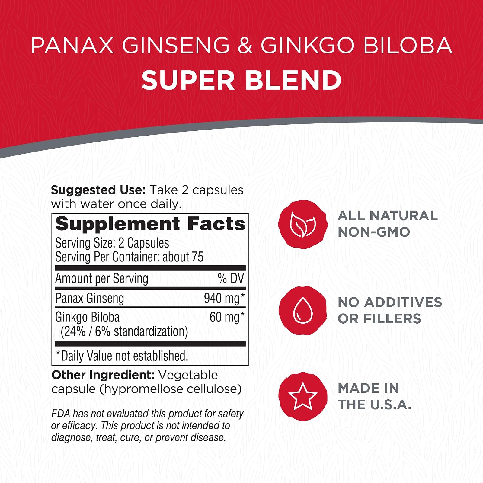 Panax Ginseng herbal supplement
