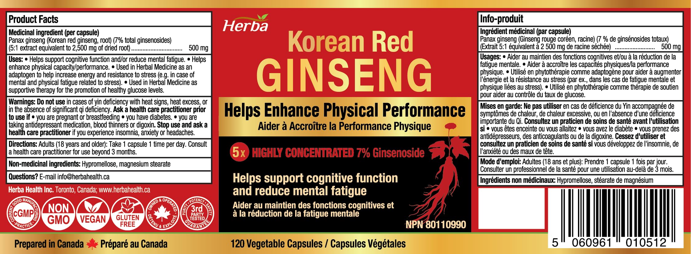 Panax ginseng supplement for vitality