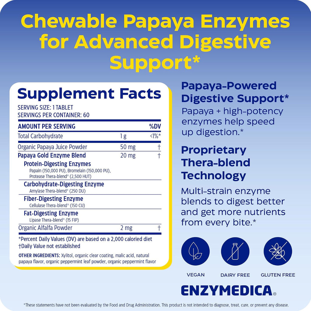 Papaya Gold enzyme tablets for digestion