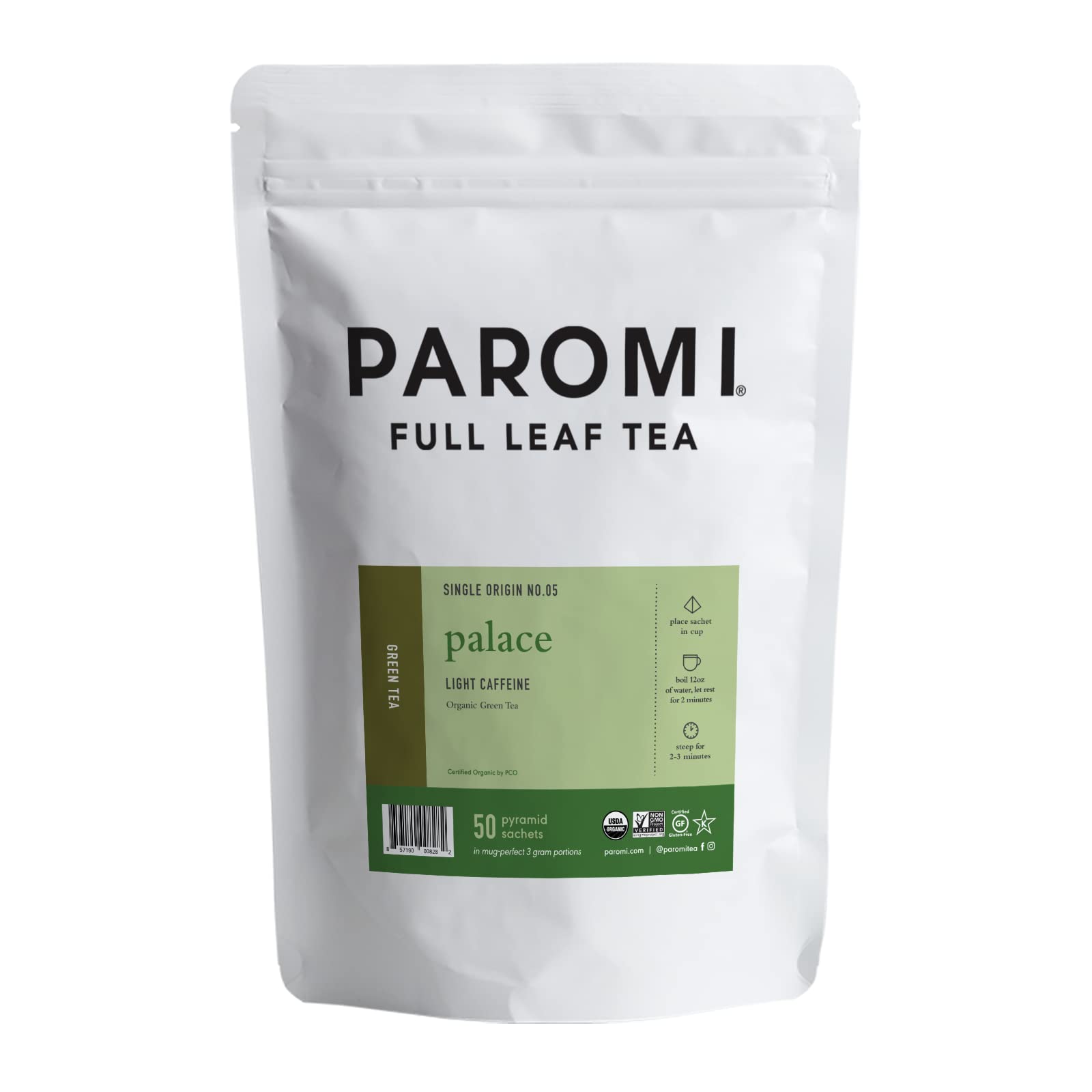 Paromi organic green tea pouch