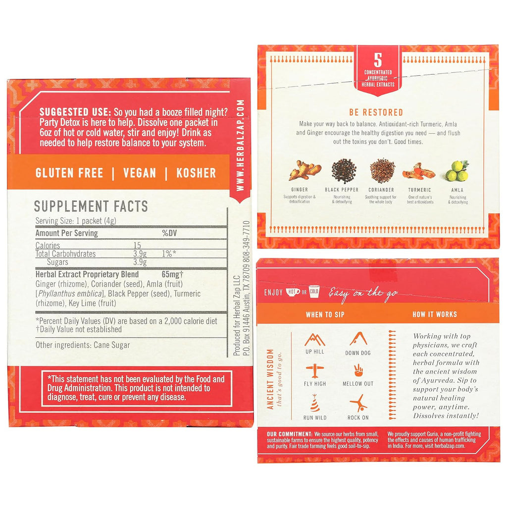 Party detox support powder packets
