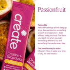 Passion fruit flavoured creatine supplement