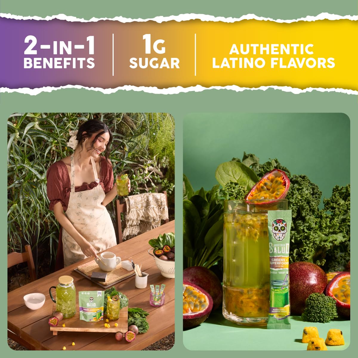passion fruit flavoured greens mix