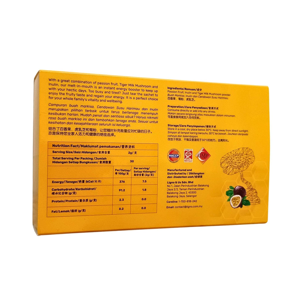 passion fruit infused mushroom sachets
