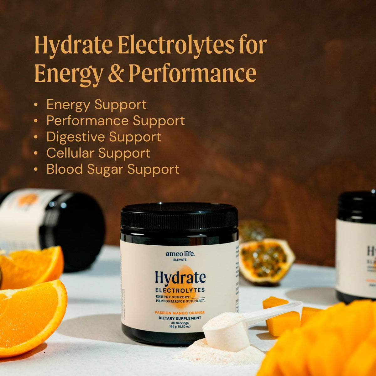 Passion mango orange electrolyte drink