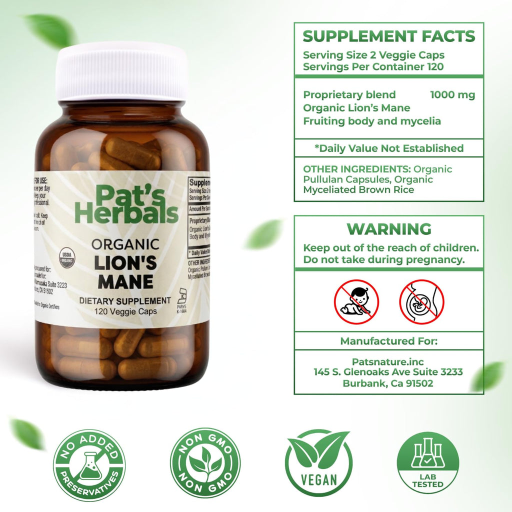 Pat's Herbals mushroom supplement for mental clarity