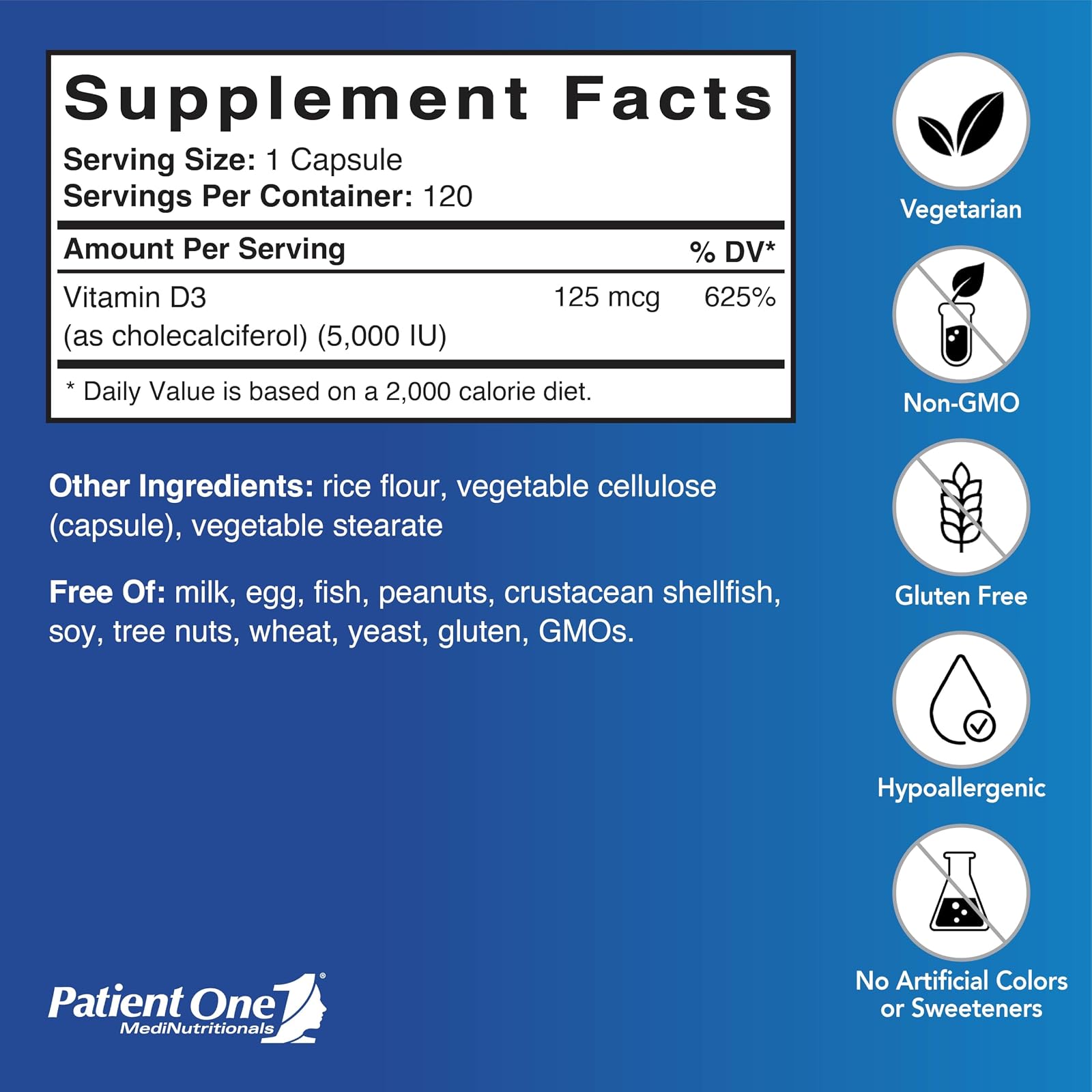 Patient One vitamin D3 5000 IU