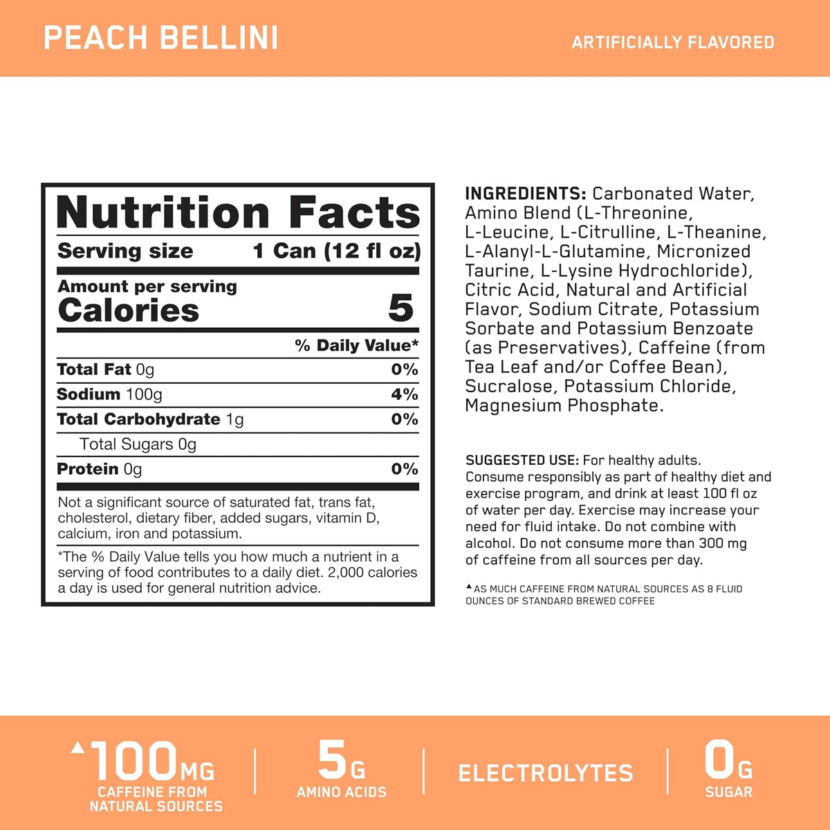 Peach Bellini BCAA energy boost