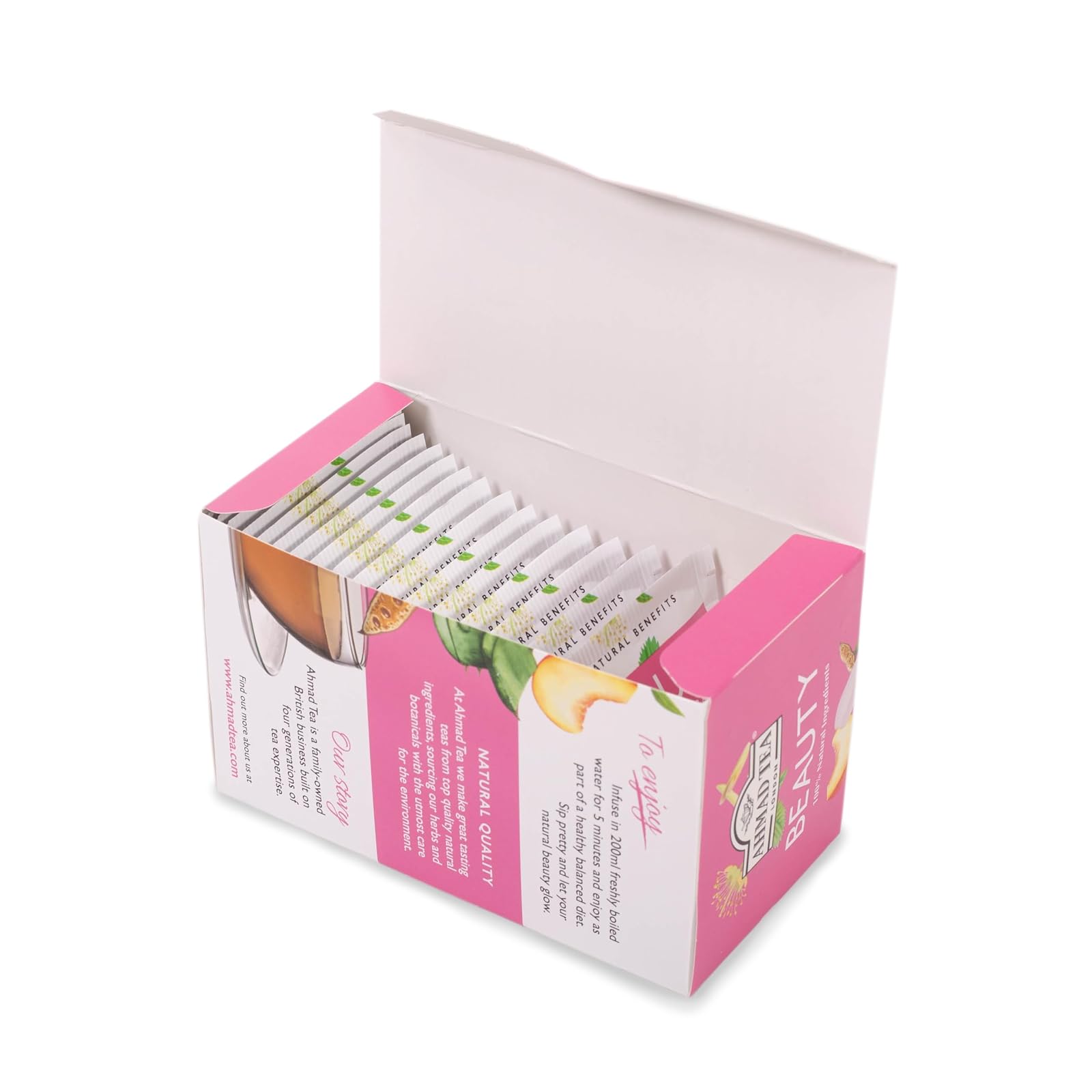 peach carob rose petal tea bags
