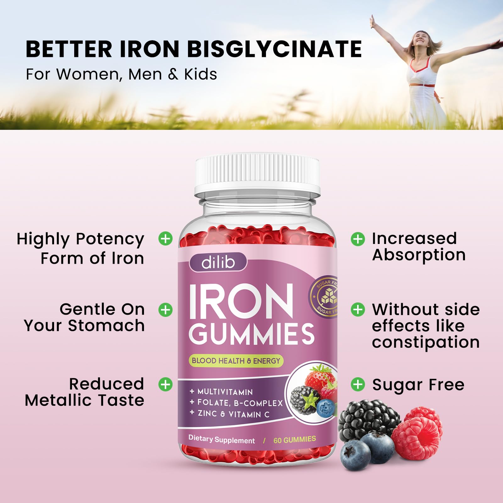 peach flavor iron gummies for adults