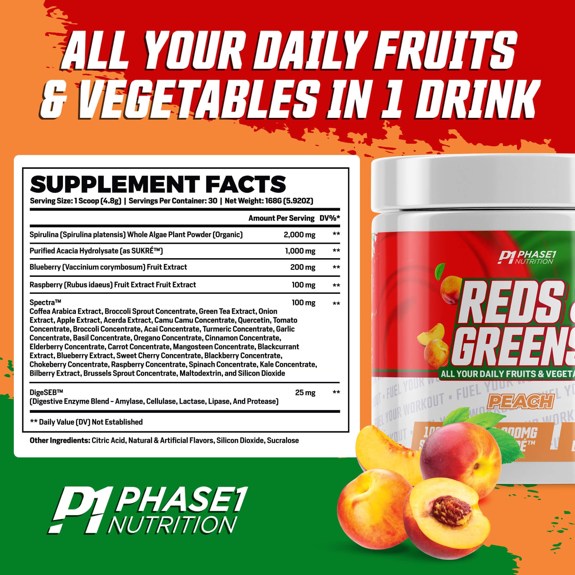 Peach flavor spirulina for digestion