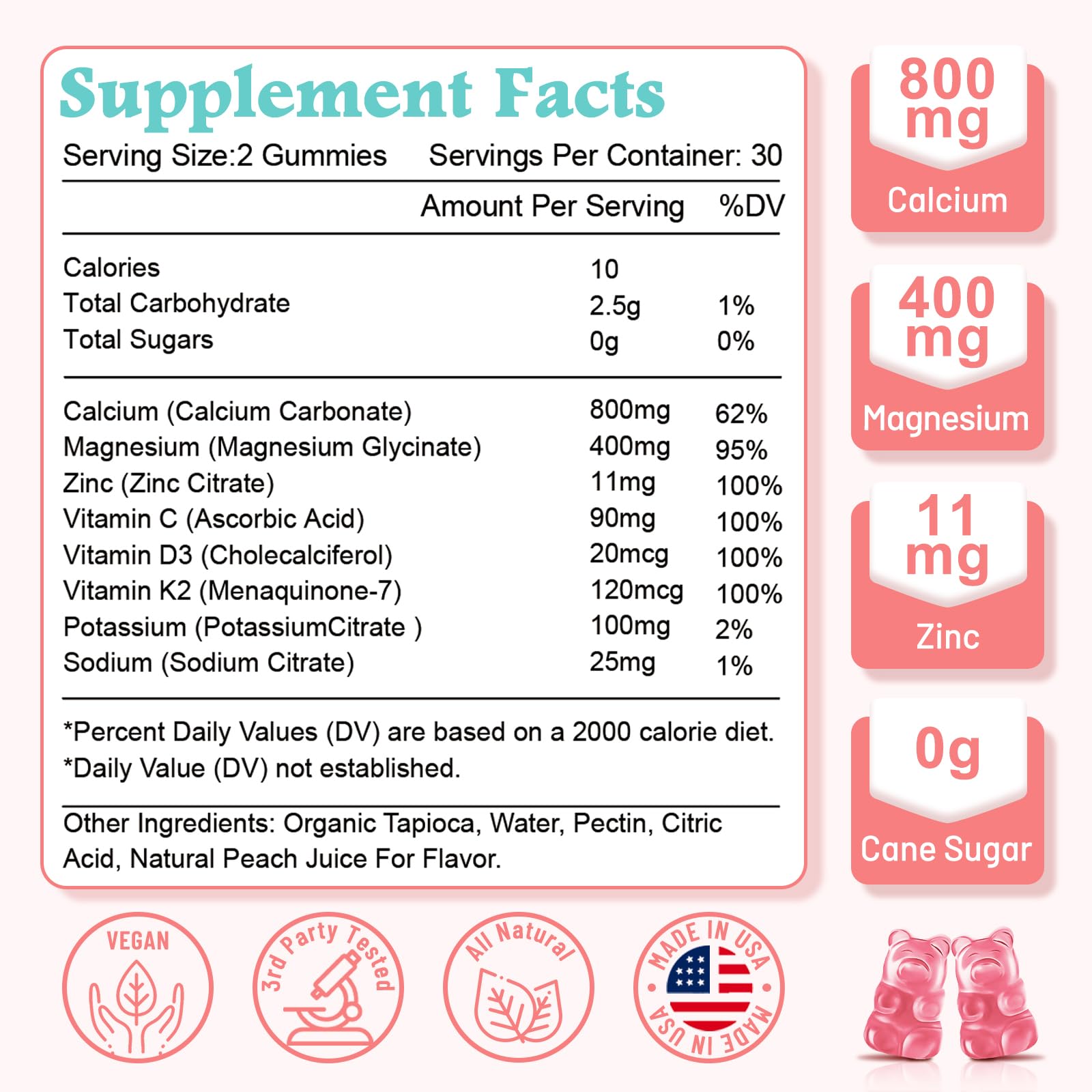 peach flavored calcium magnesium supplement