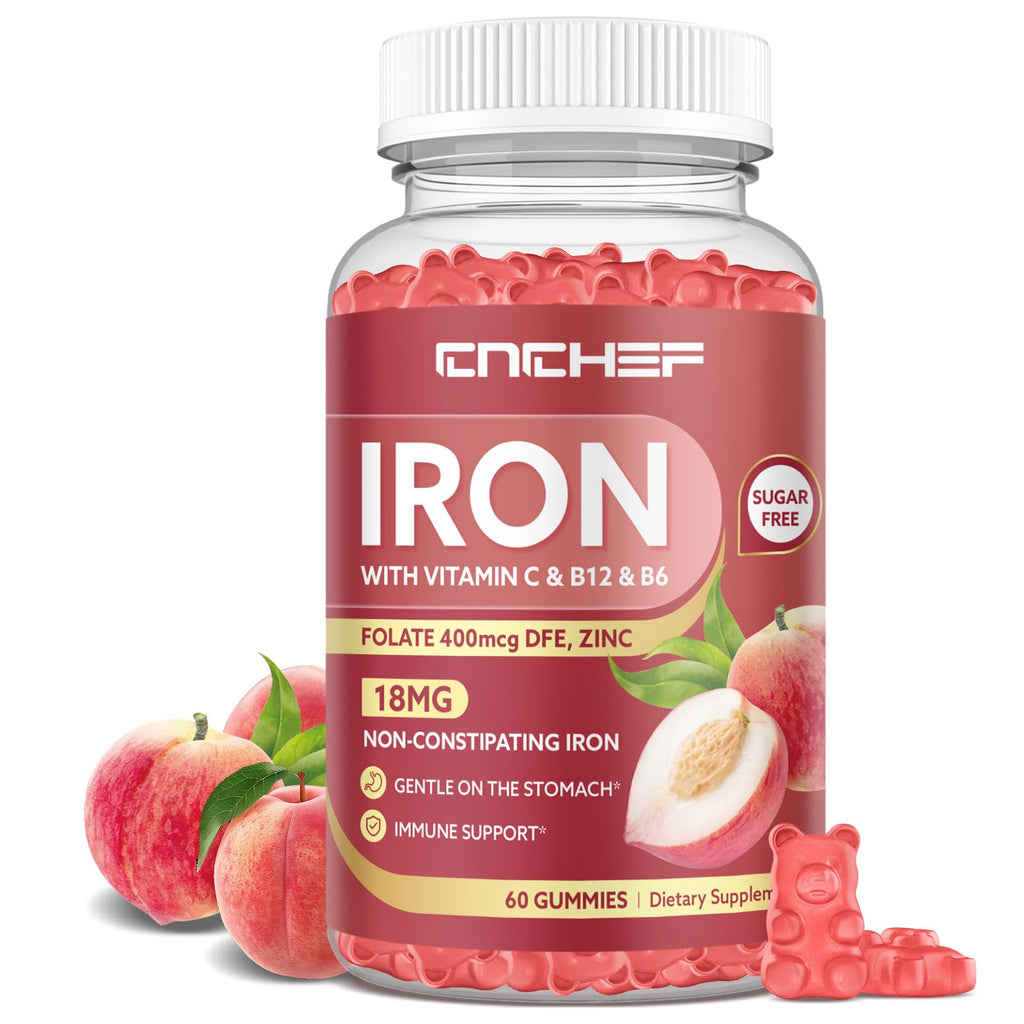 peach flavored iron supplement gummies