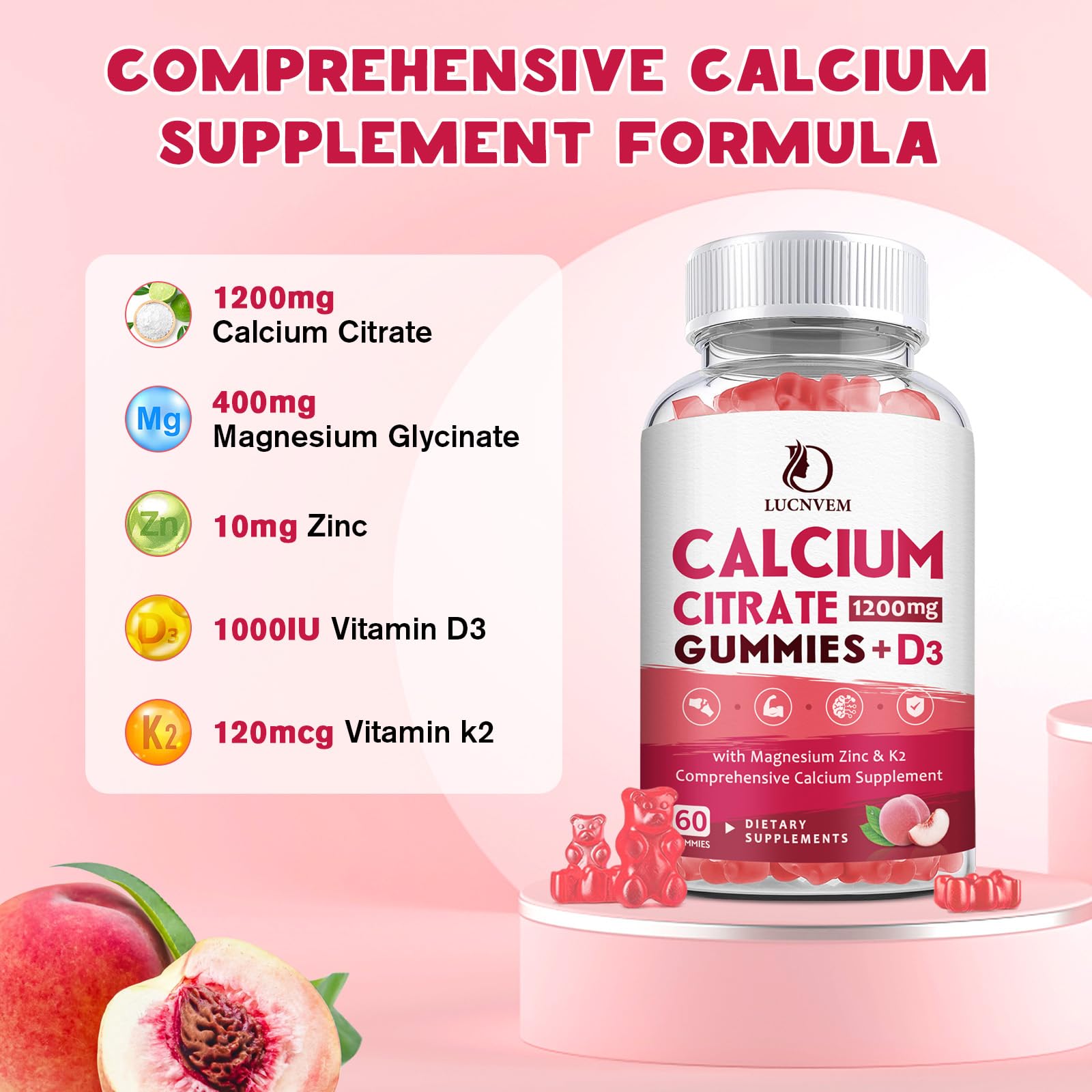 peach flavour calcium gummies for adults