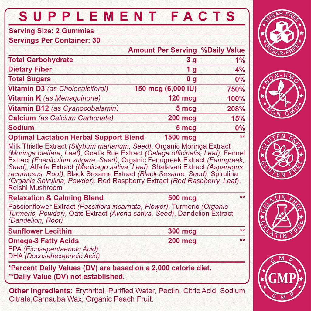 Peach flavour multivitamin for nursing
