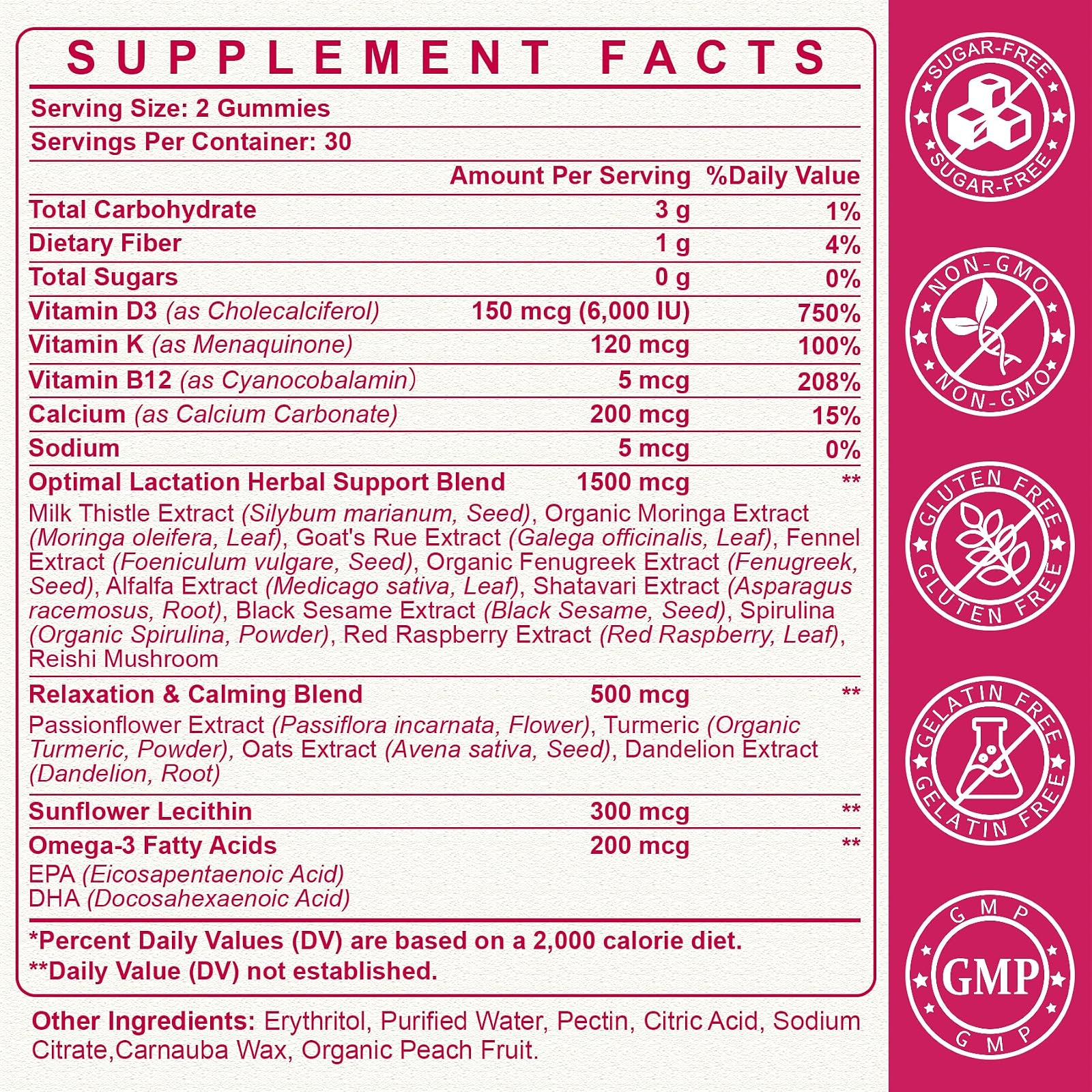 Peach flavour multivitamin for nursing