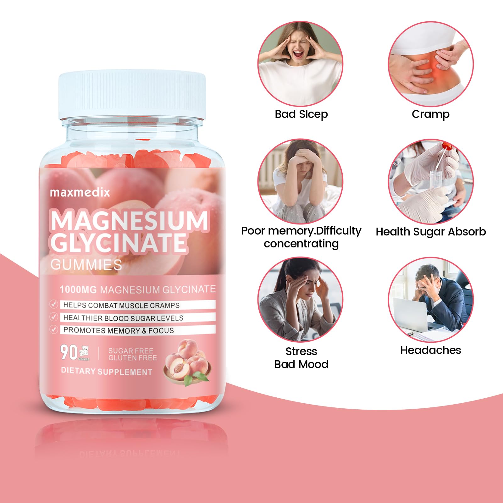 peach flavoured magnesium supplement gummies