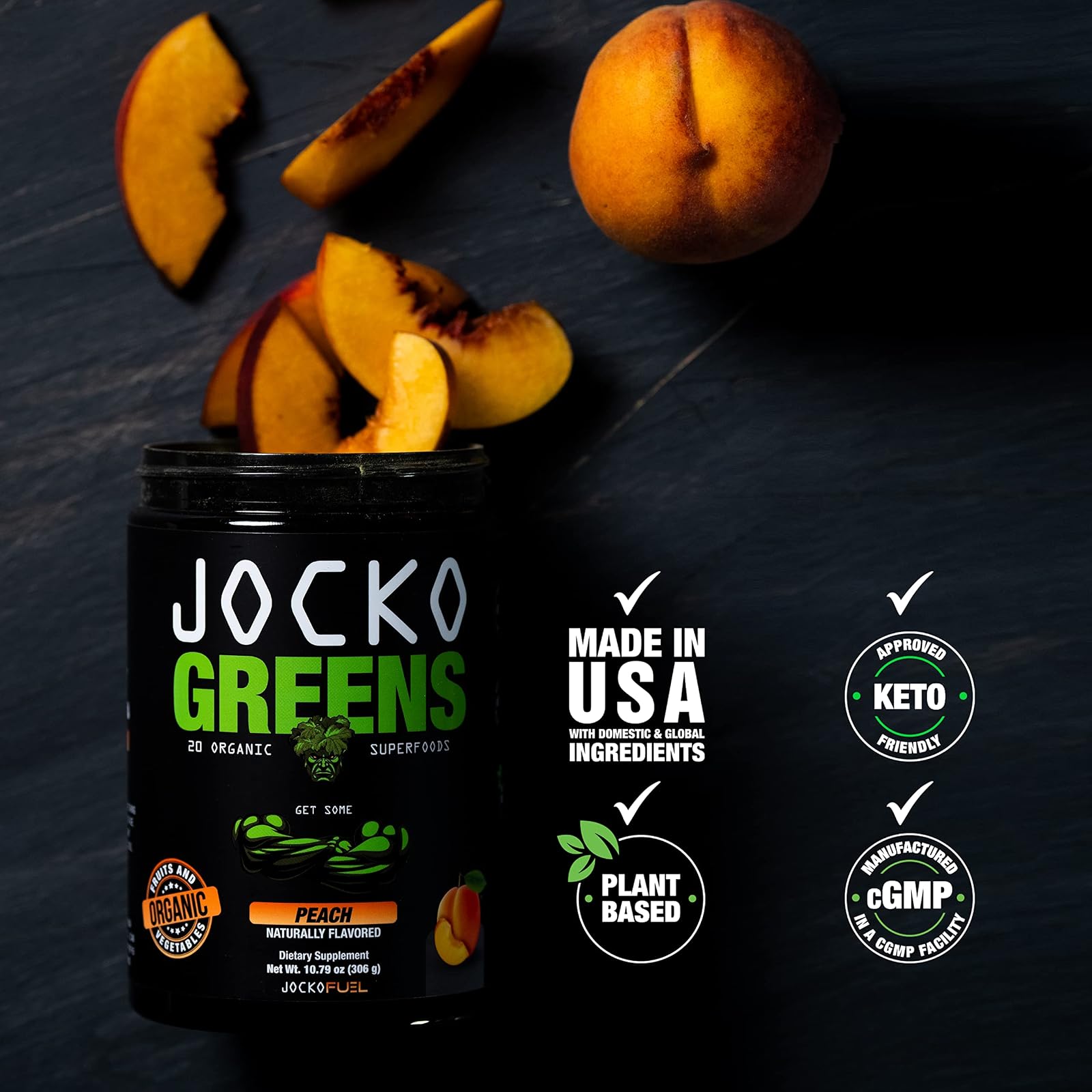 peach greens powder for energy boost