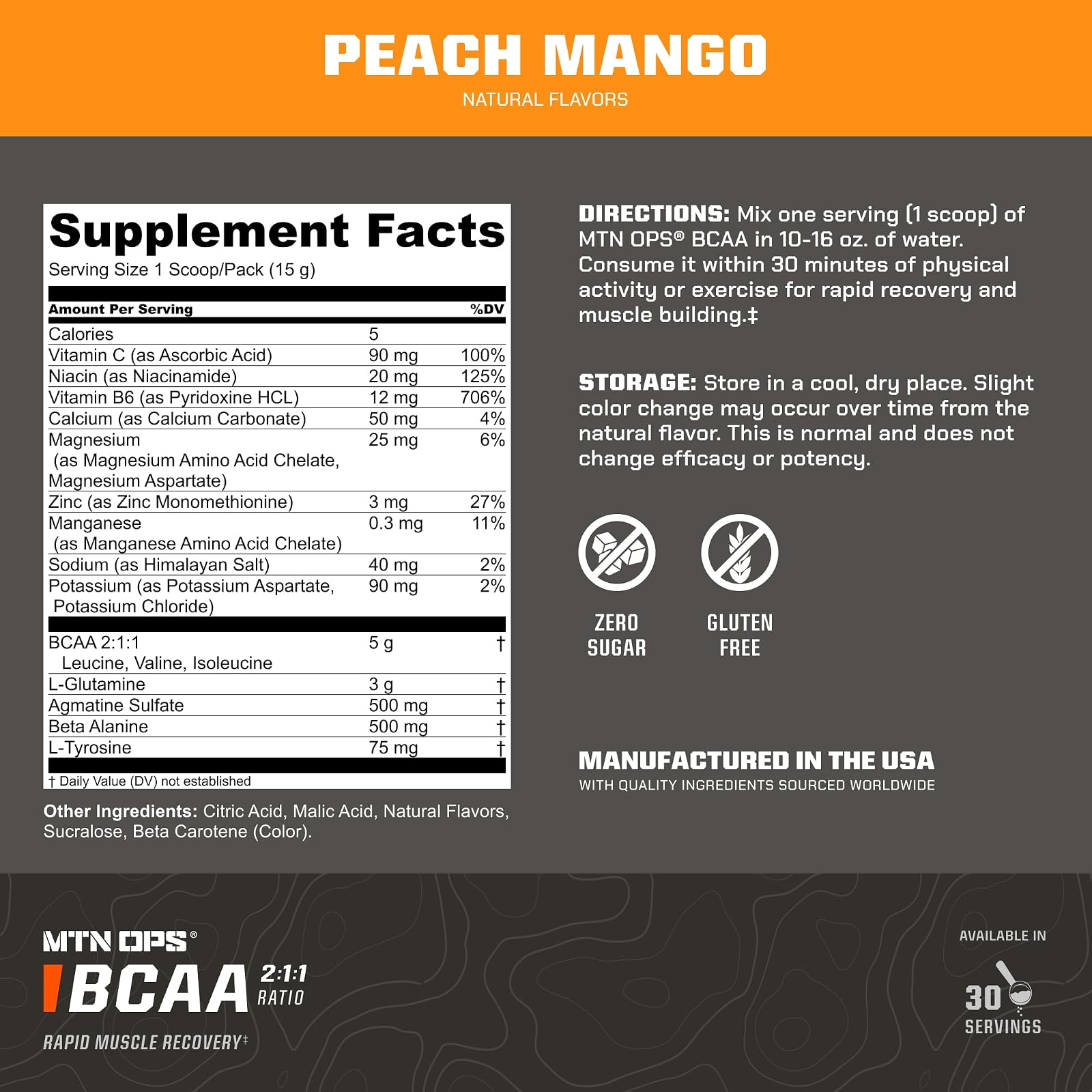 Peach mango BCAA amino acids supplement