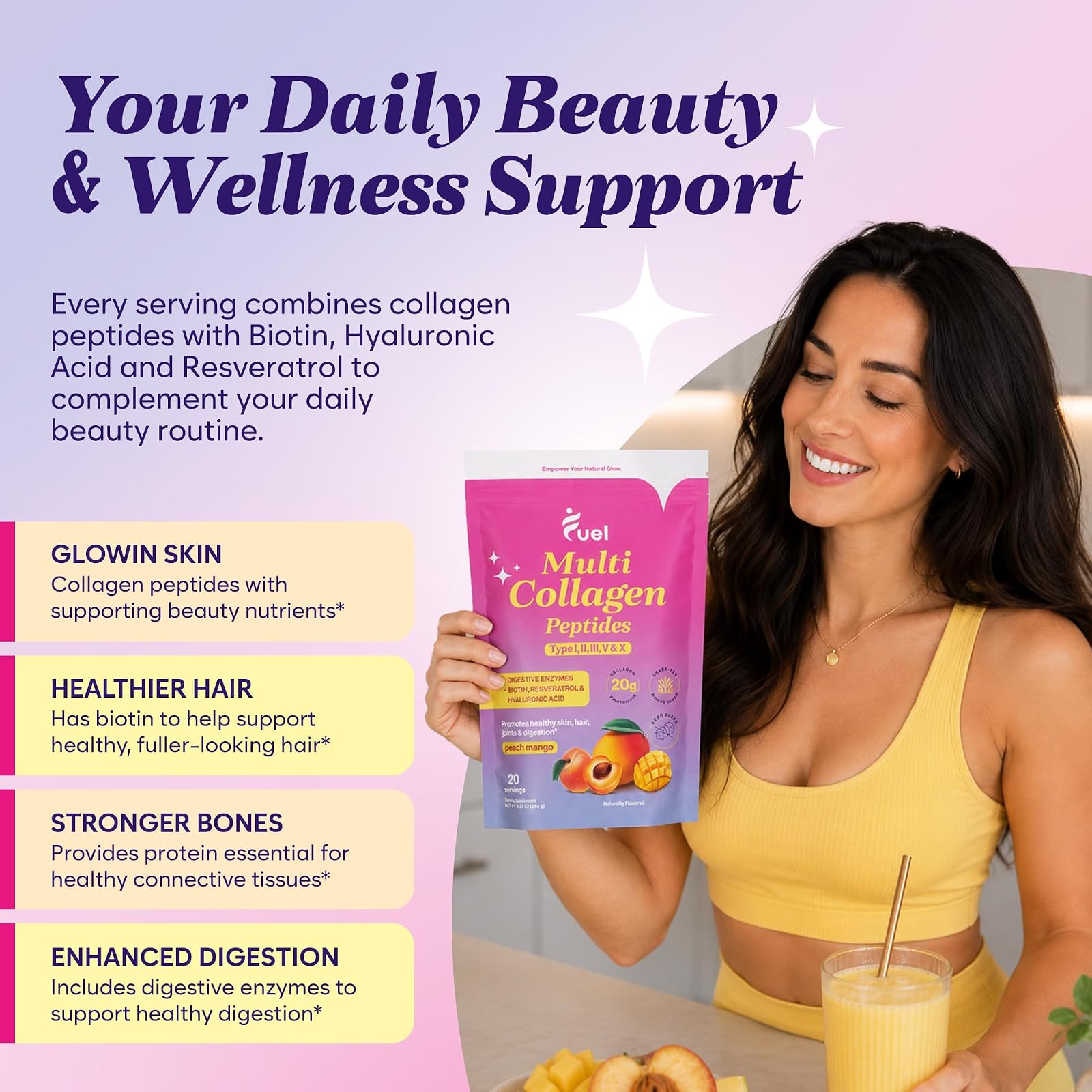 Peach mango collagen powder for skin