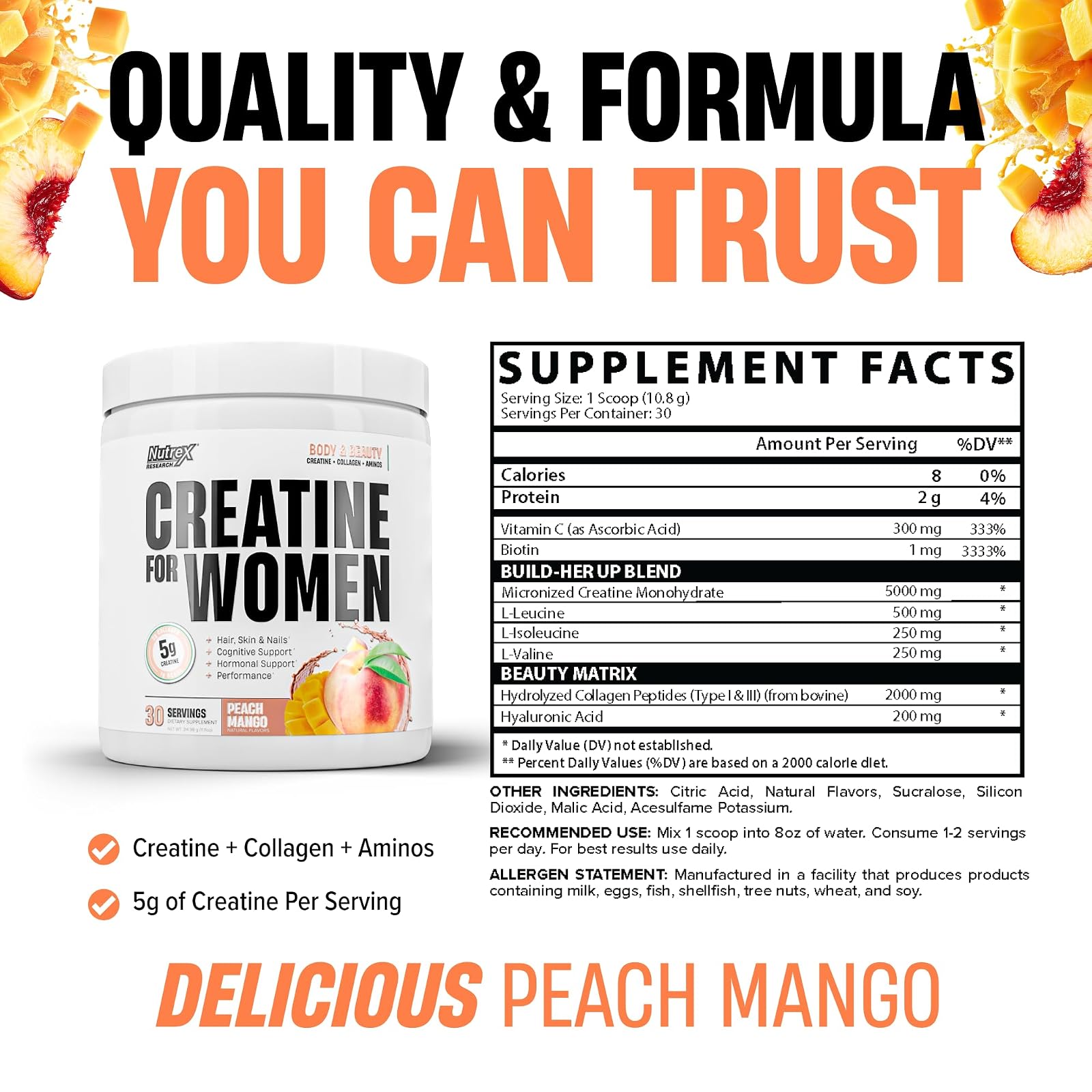 peach mango creatine monohydrate supplement