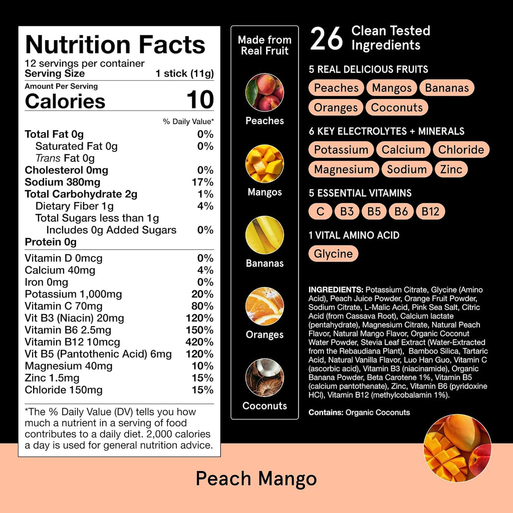 Peach mango electrolyte drink mix