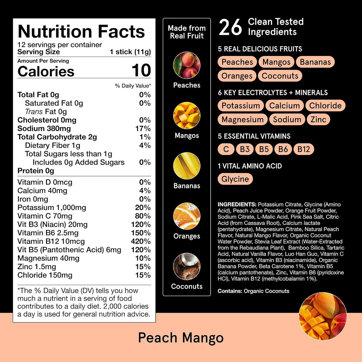 Peach mango electrolyte drink mix