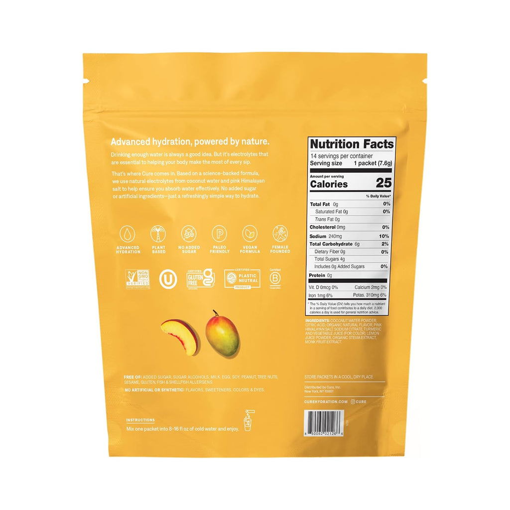 Peach mango electrolyte powder packets