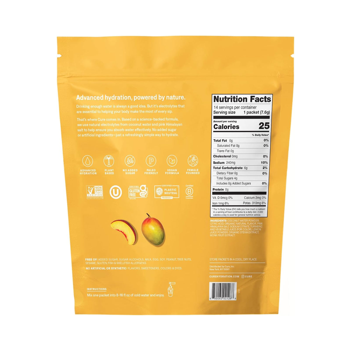 Peach mango electrolyte powder packets