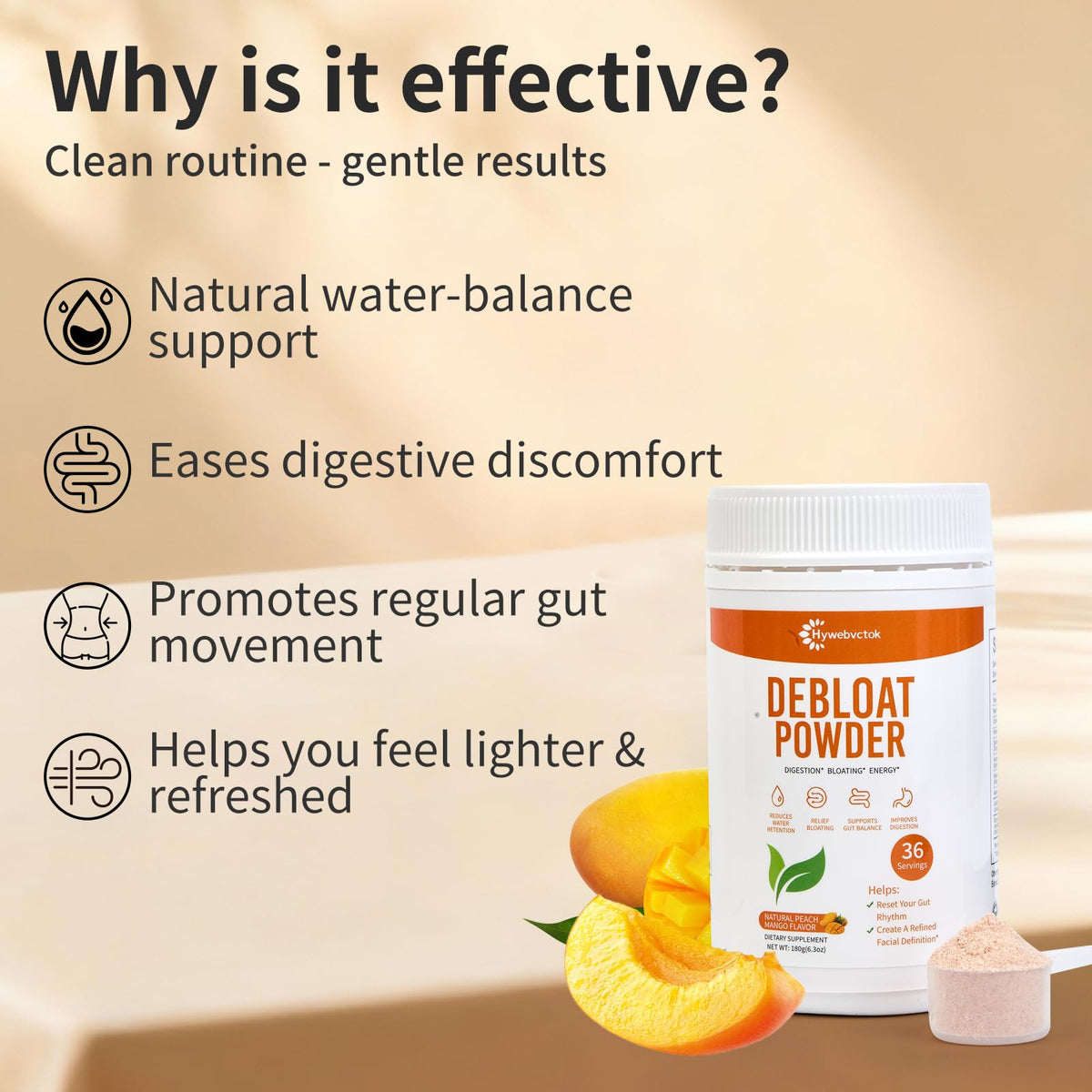 Peach mango flavour digestive support powder