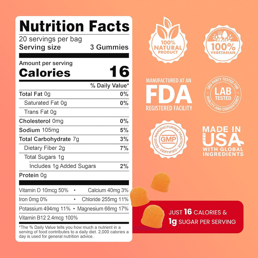 Peach mango flavour sports gummies