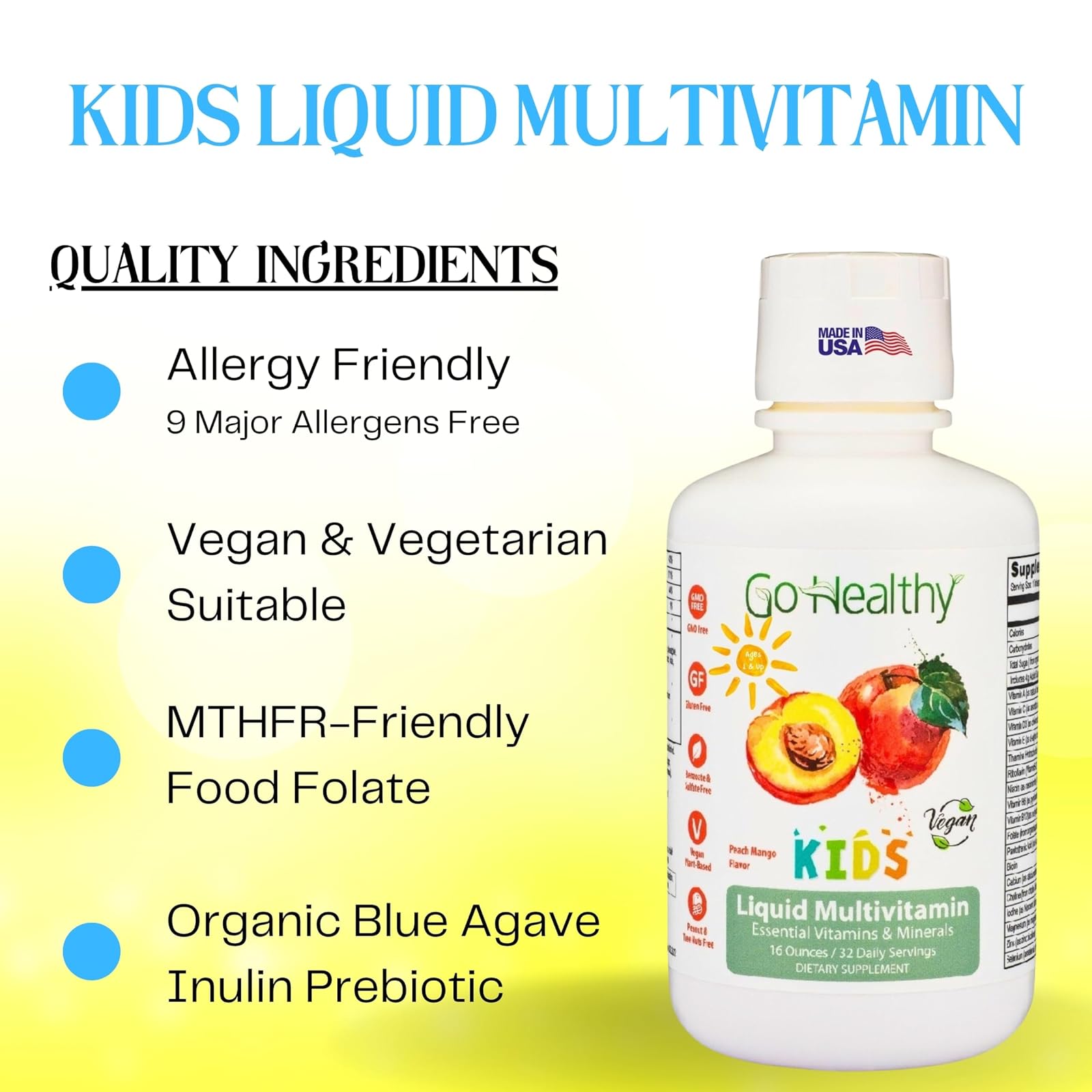 Peach mango kids vitamins flavour