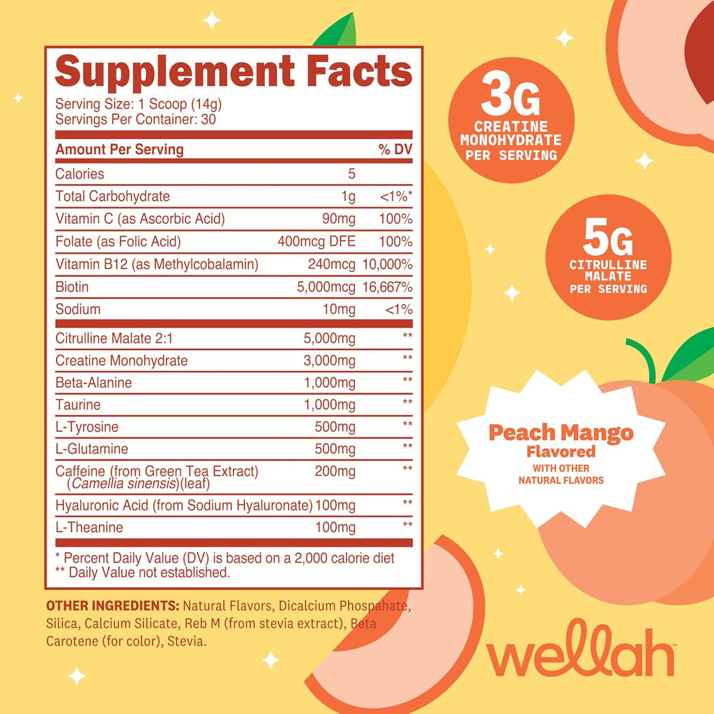 Peach mango pre-workout energy boost