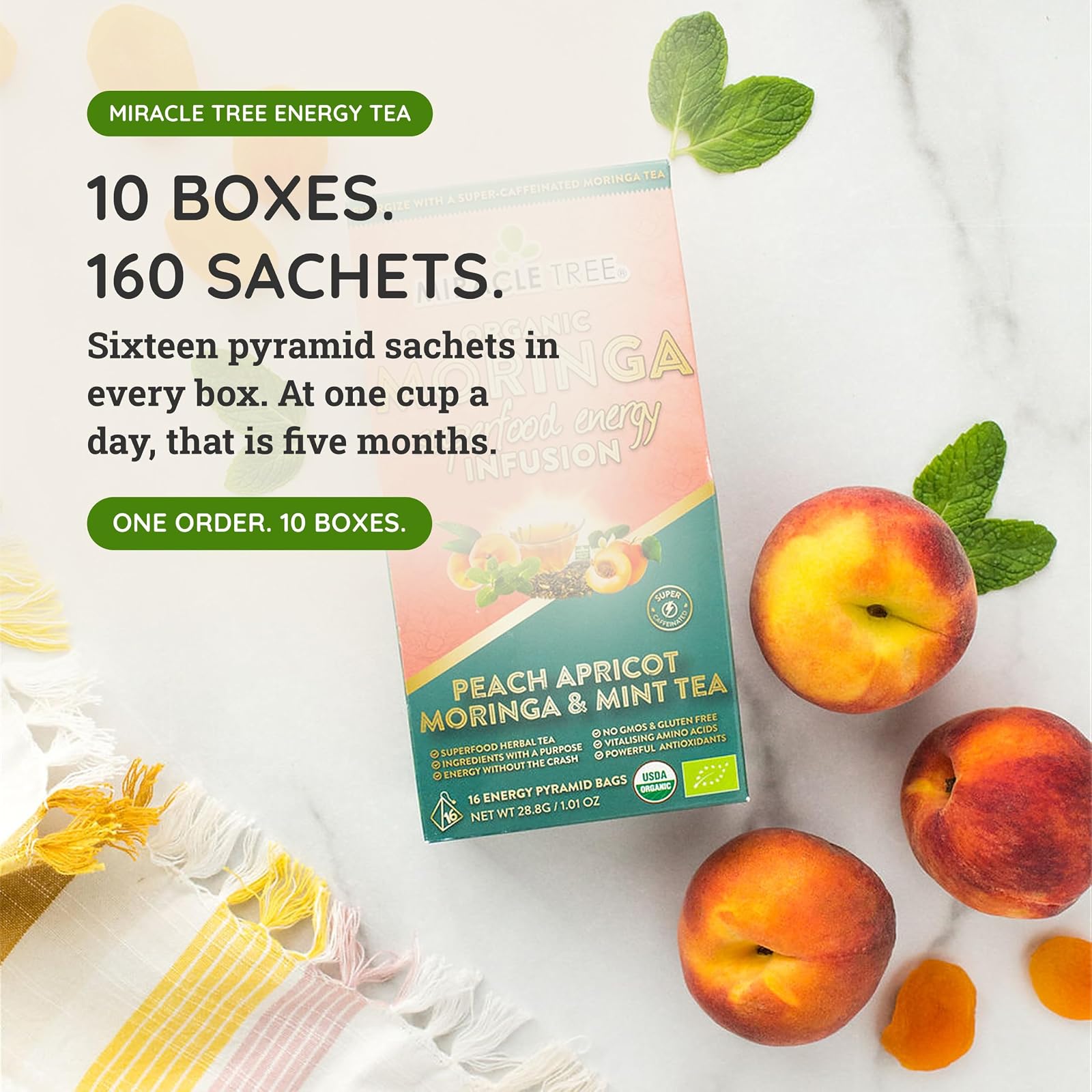 peach mint apricot herbal tea bags