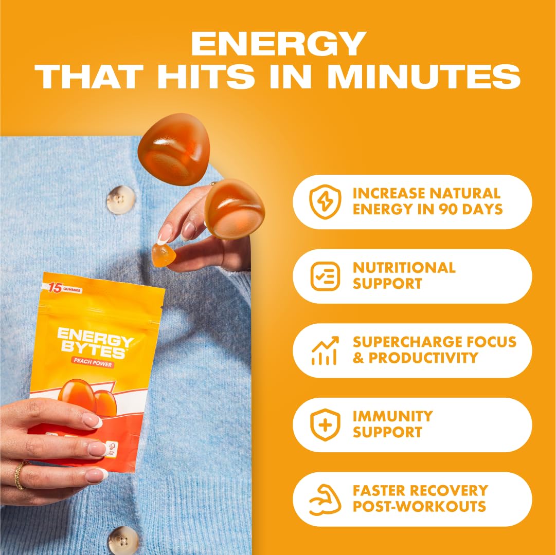 Peach Power energy gummies low sugar