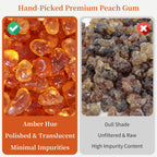 Peach resin for soothing teas