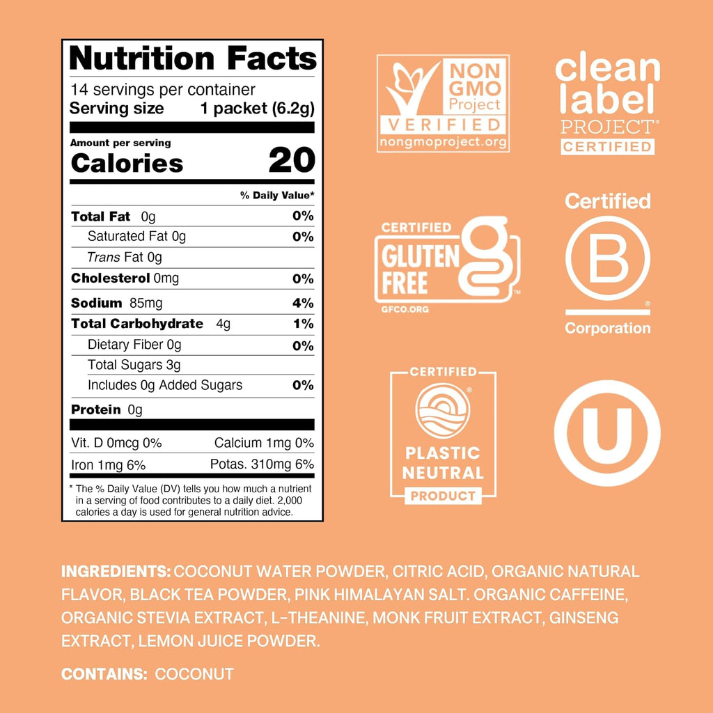 Peach tea electrolyte powder packets