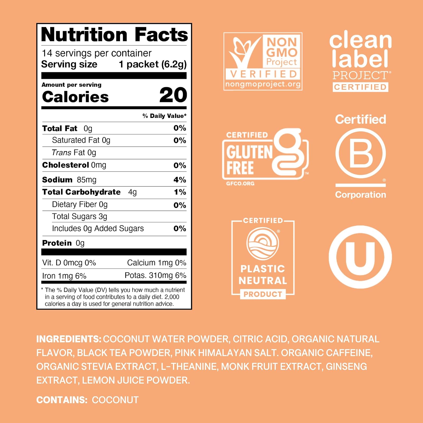 Peach tea electrolyte powder packets