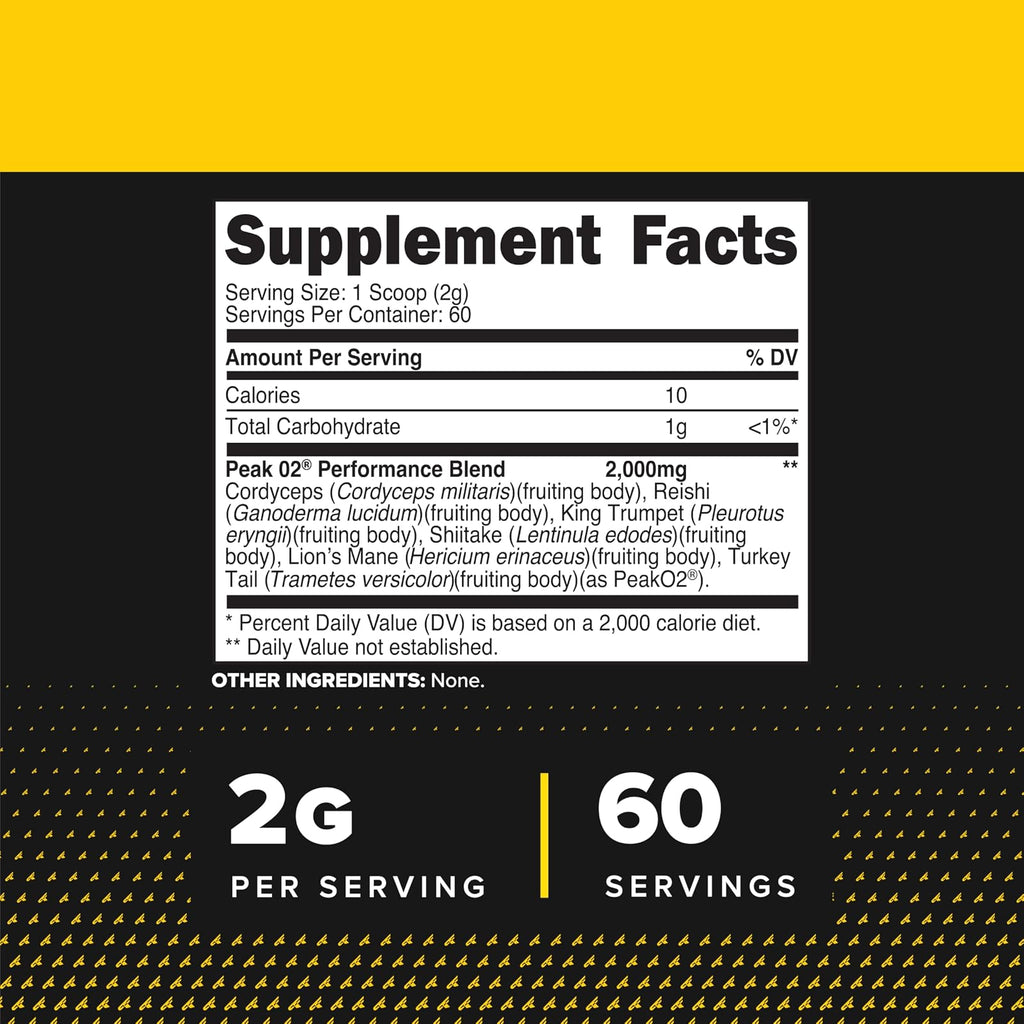 Peak O2 mushroom blends for athletes