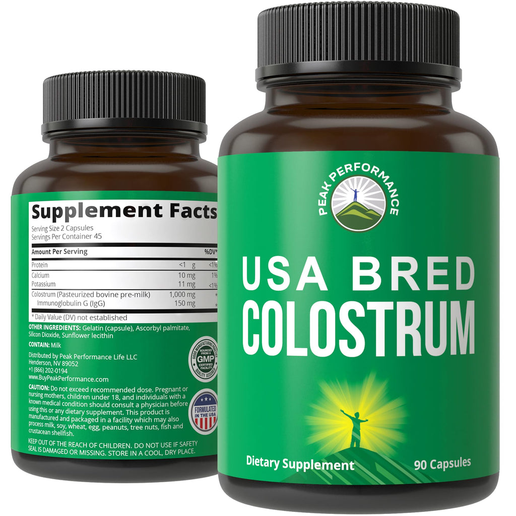 Peak Performance colostrum capsules for wellness
