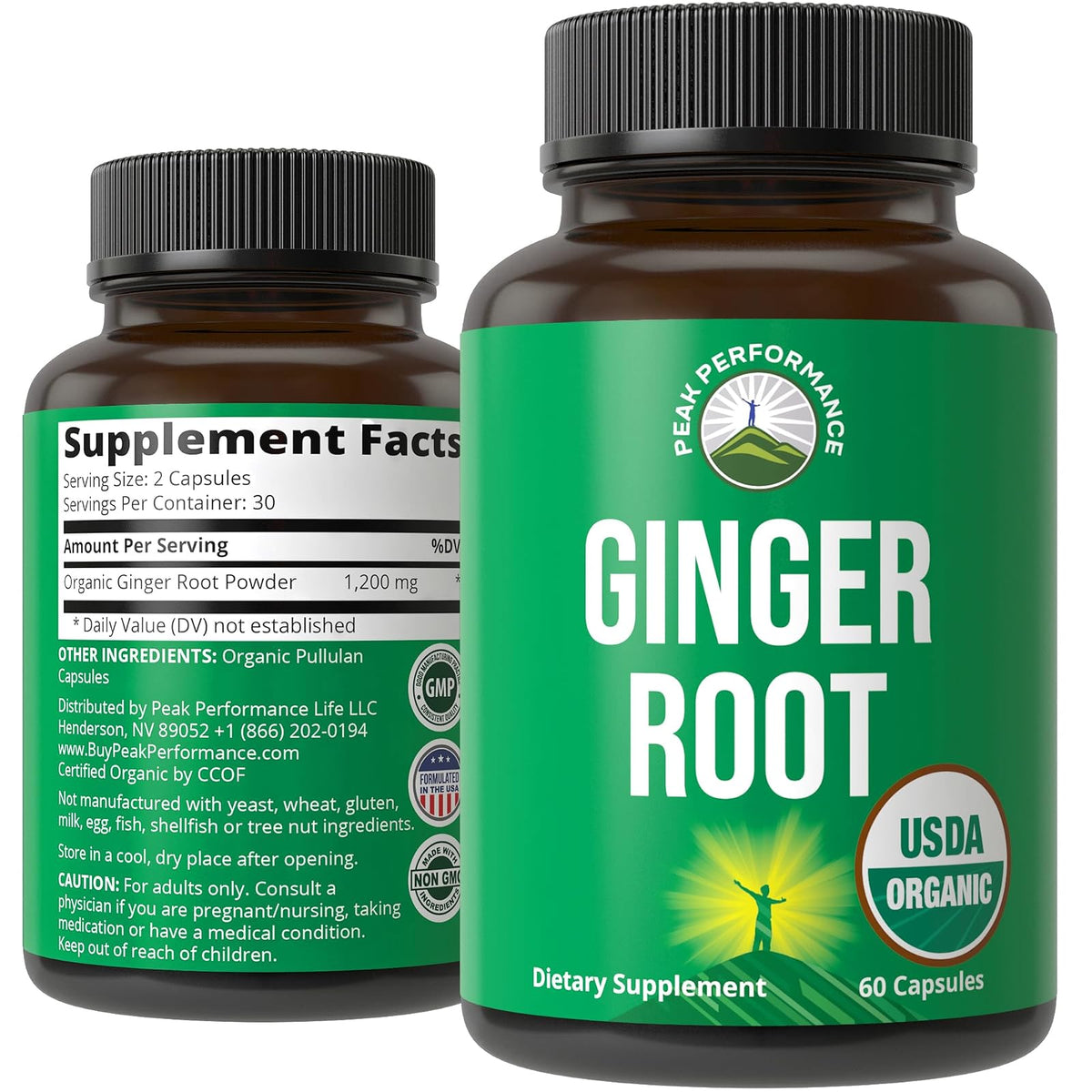 Peak Performance organic ginger capsules