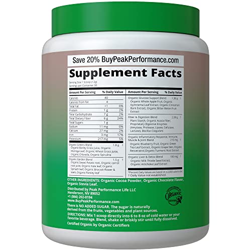 Peak Performance organic spirulina supplement