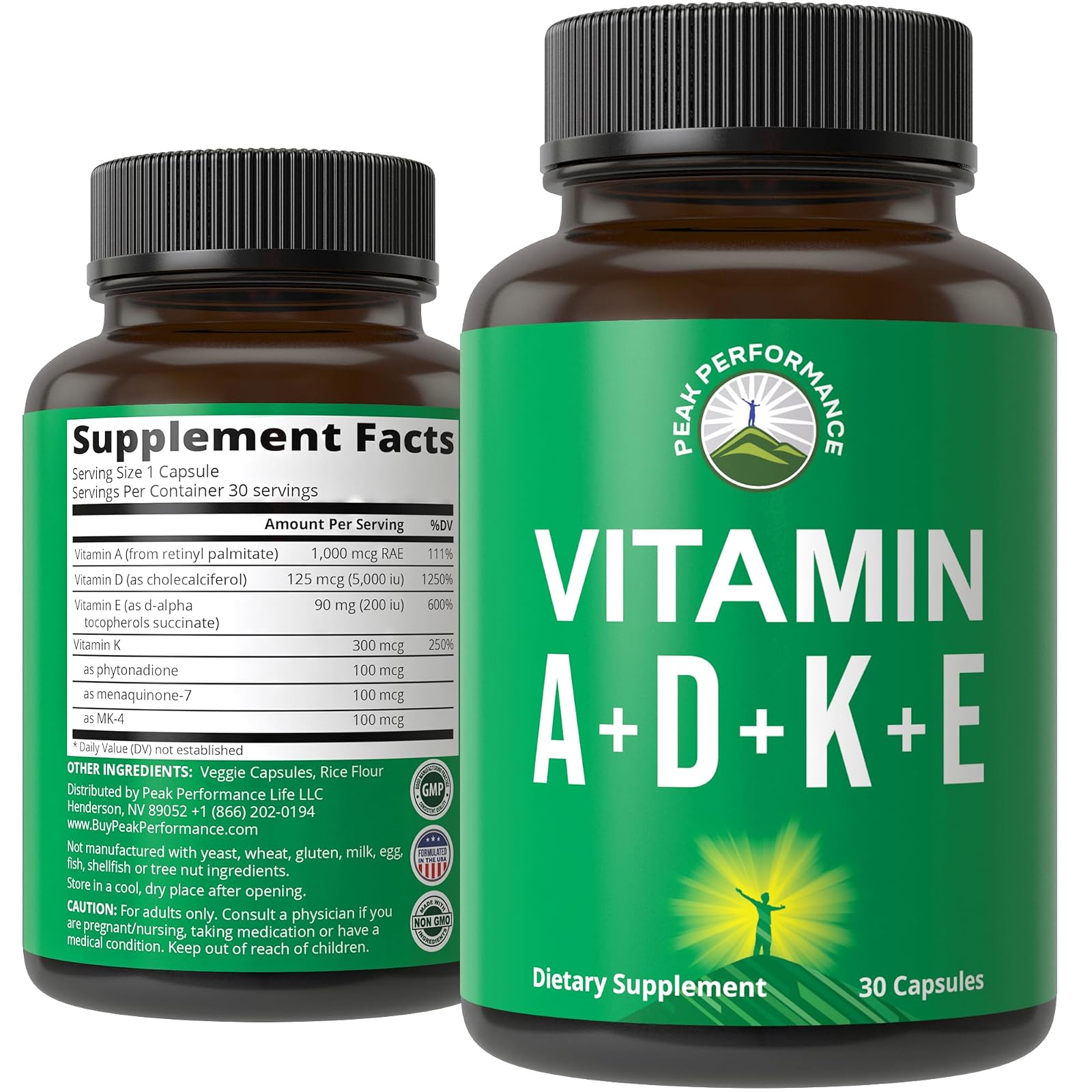 Peak Performance vitamin D capsules