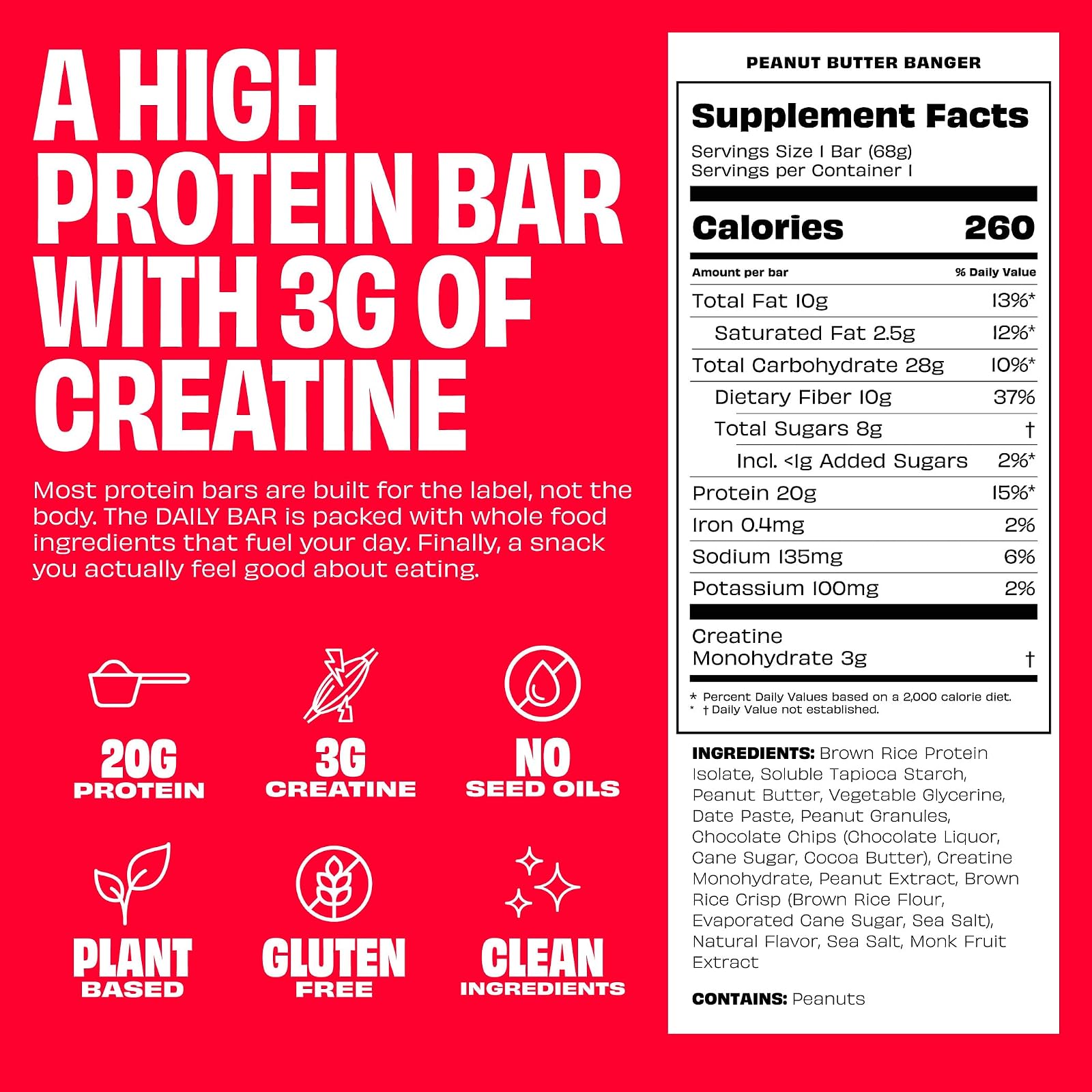 Peanut butter protein bar snack