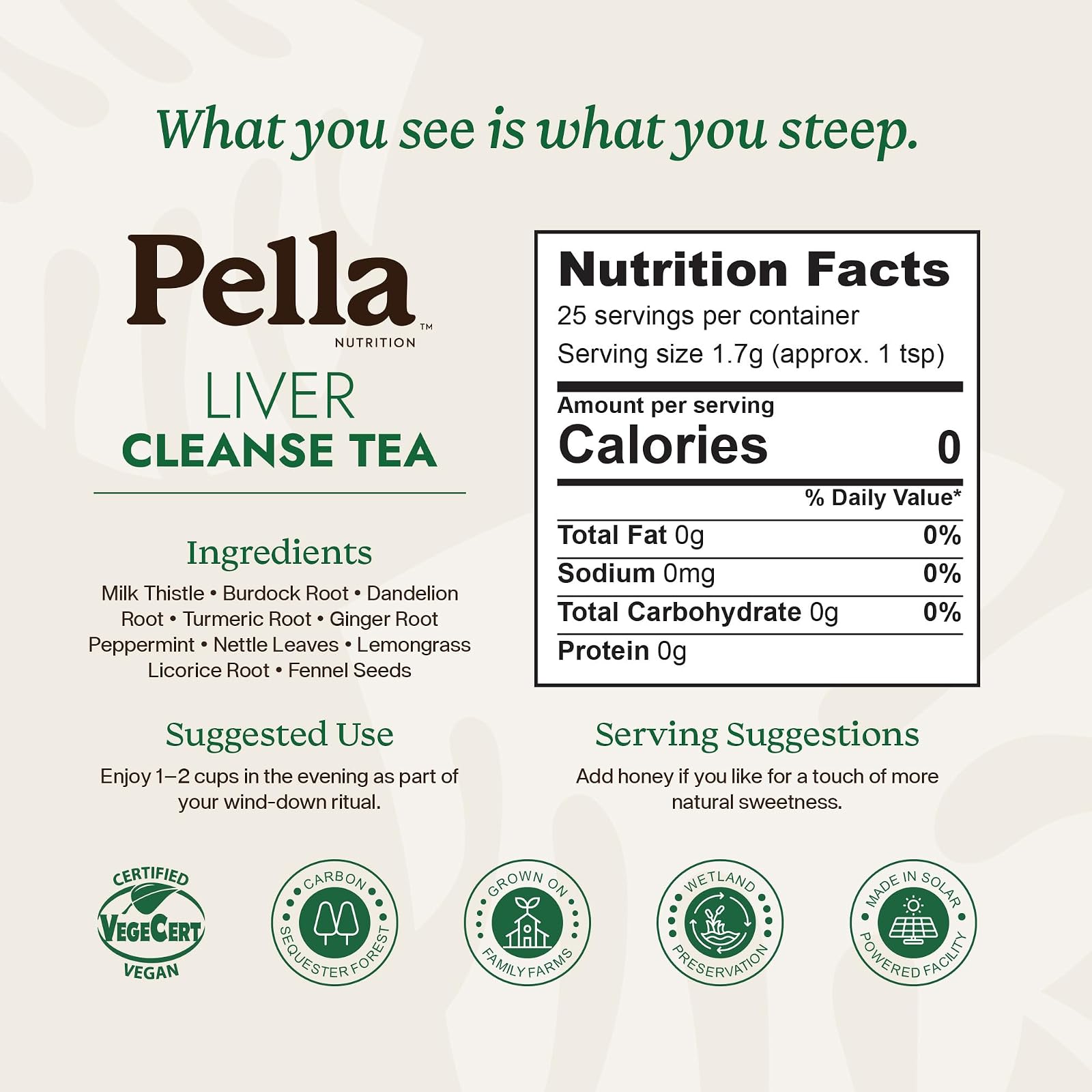 Pella Nutrition herbal tea for liver health