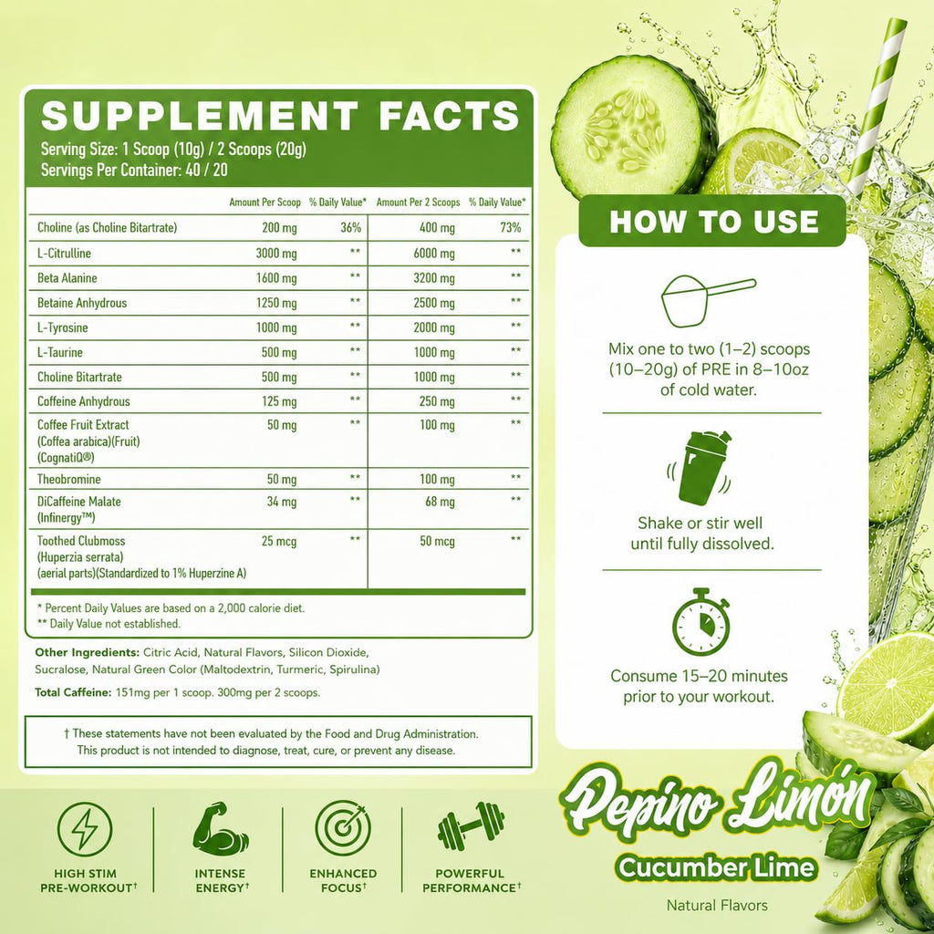 Pepino Limon pre workout energy boost