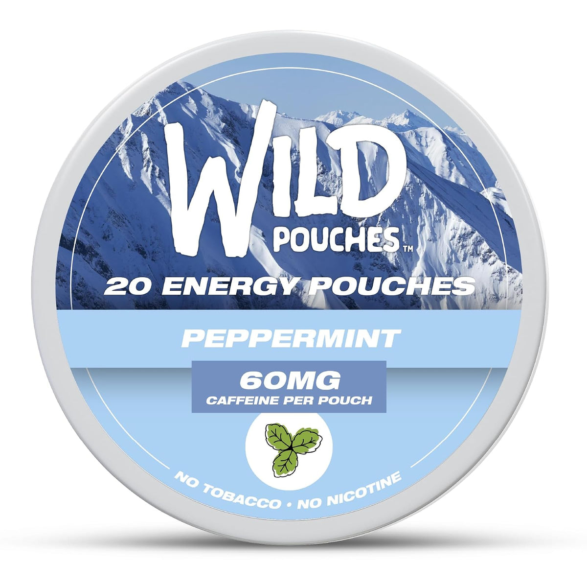 Peppermint caffeine pouches for energy