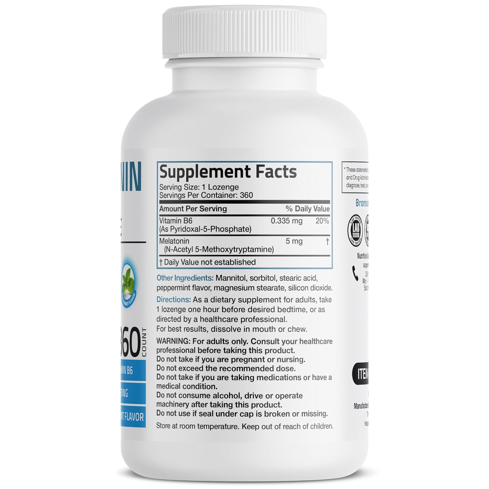 Peppermint flavour melatonin for sleep