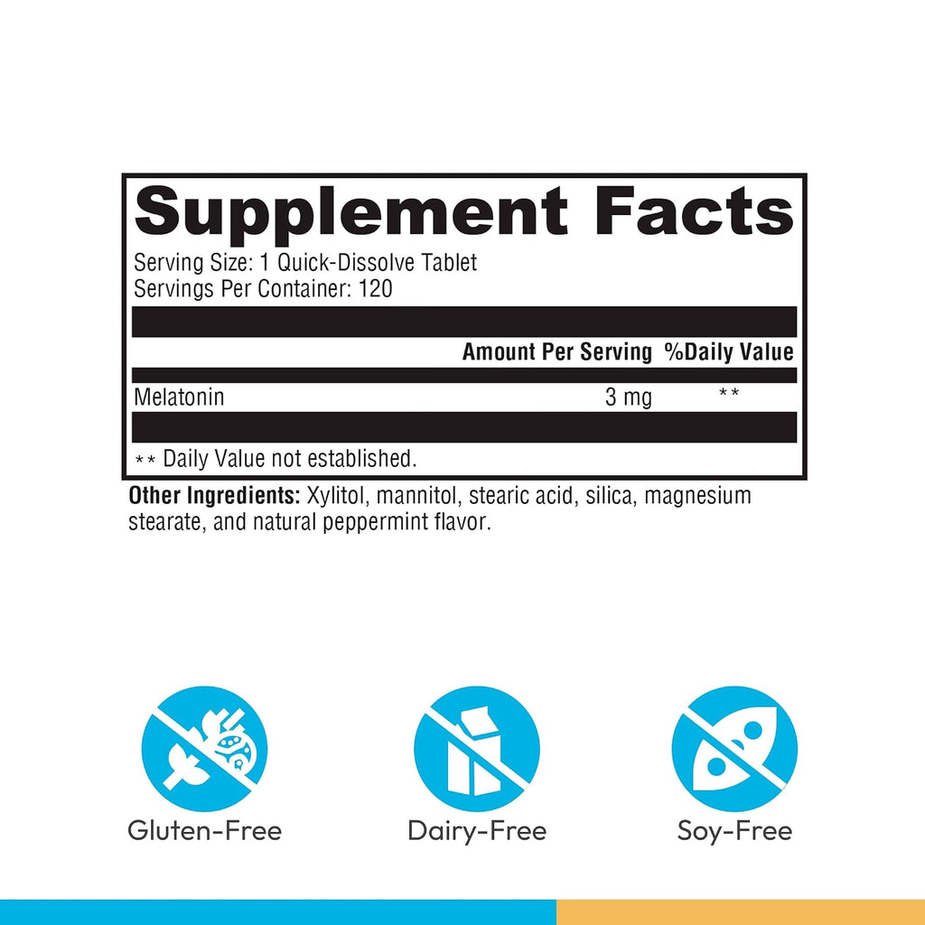 Peppermint flavoured melatonin supplement